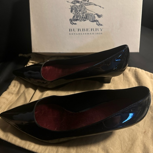 Burberry | Shoes | Burberry Black Patent Leather Womens Shoes Wedge ...